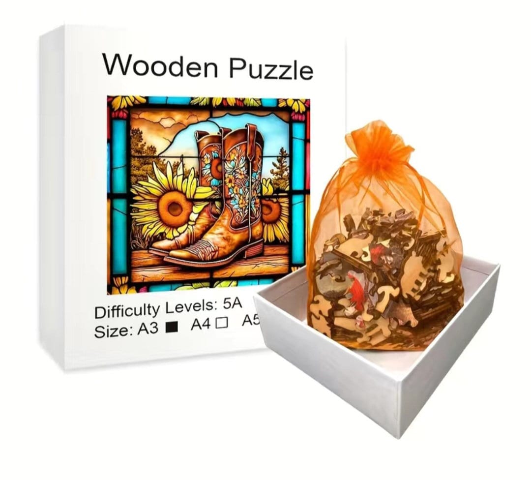 Cowboy Boots Wooden Jigsaw Puzzle, Round, Uniquely-shaped Pieces ...