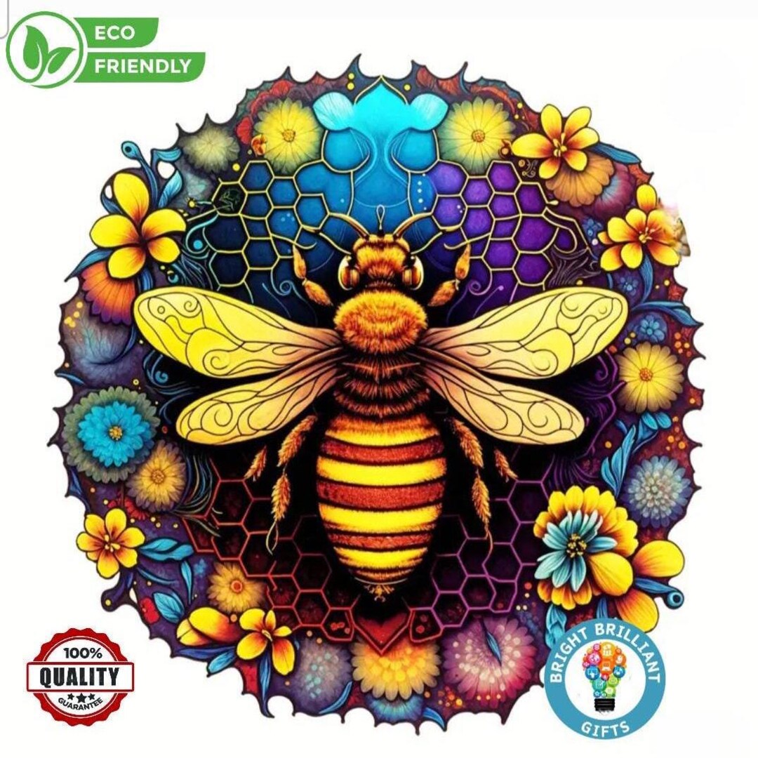 The Bountiful Bumblebee- Wooden Jigsaw Puzzle, Uniquely-shaped Pieces ...