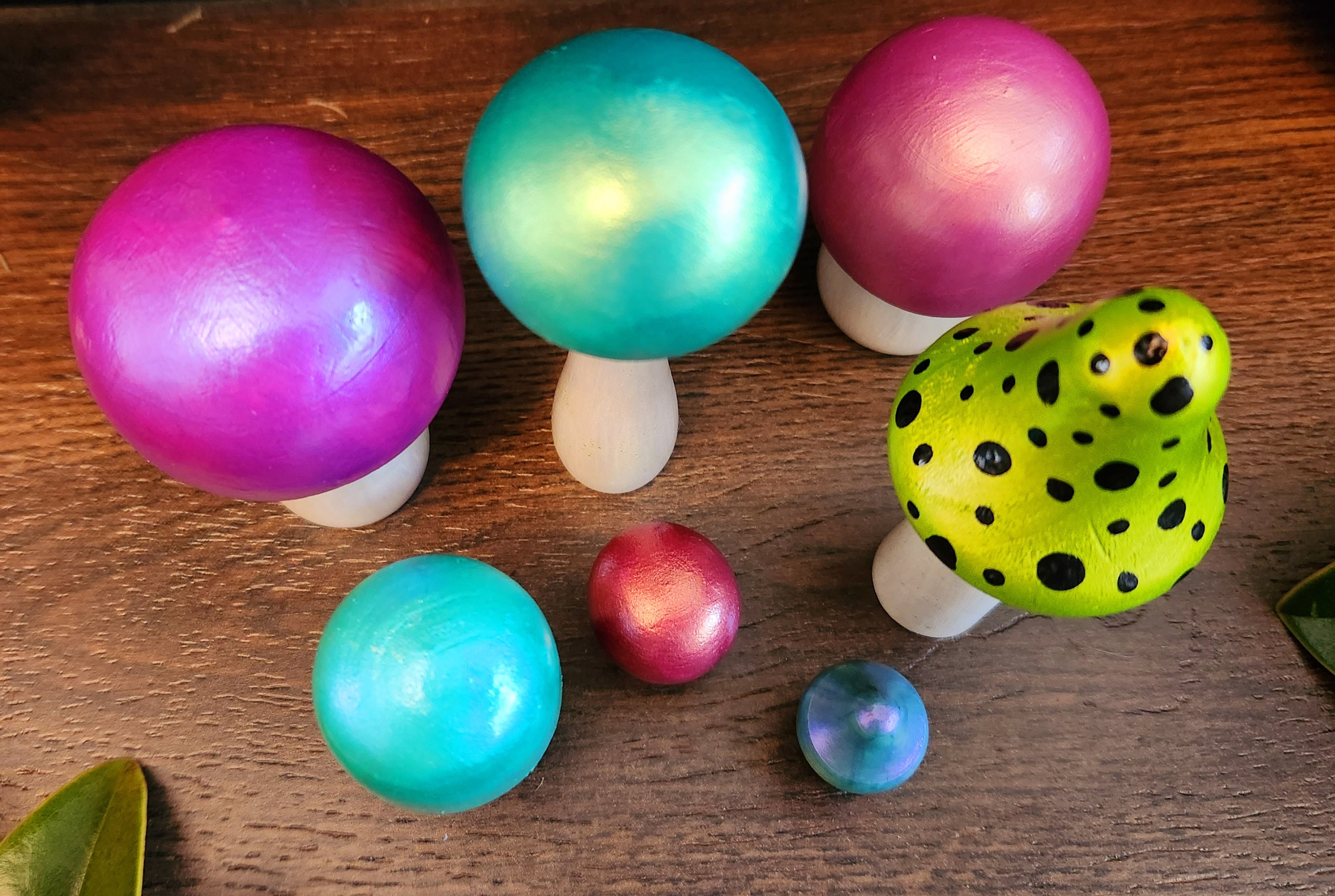 Hand-painted Wooden Mushroom Set -seven (7) Pieces, Super Cute! for ...