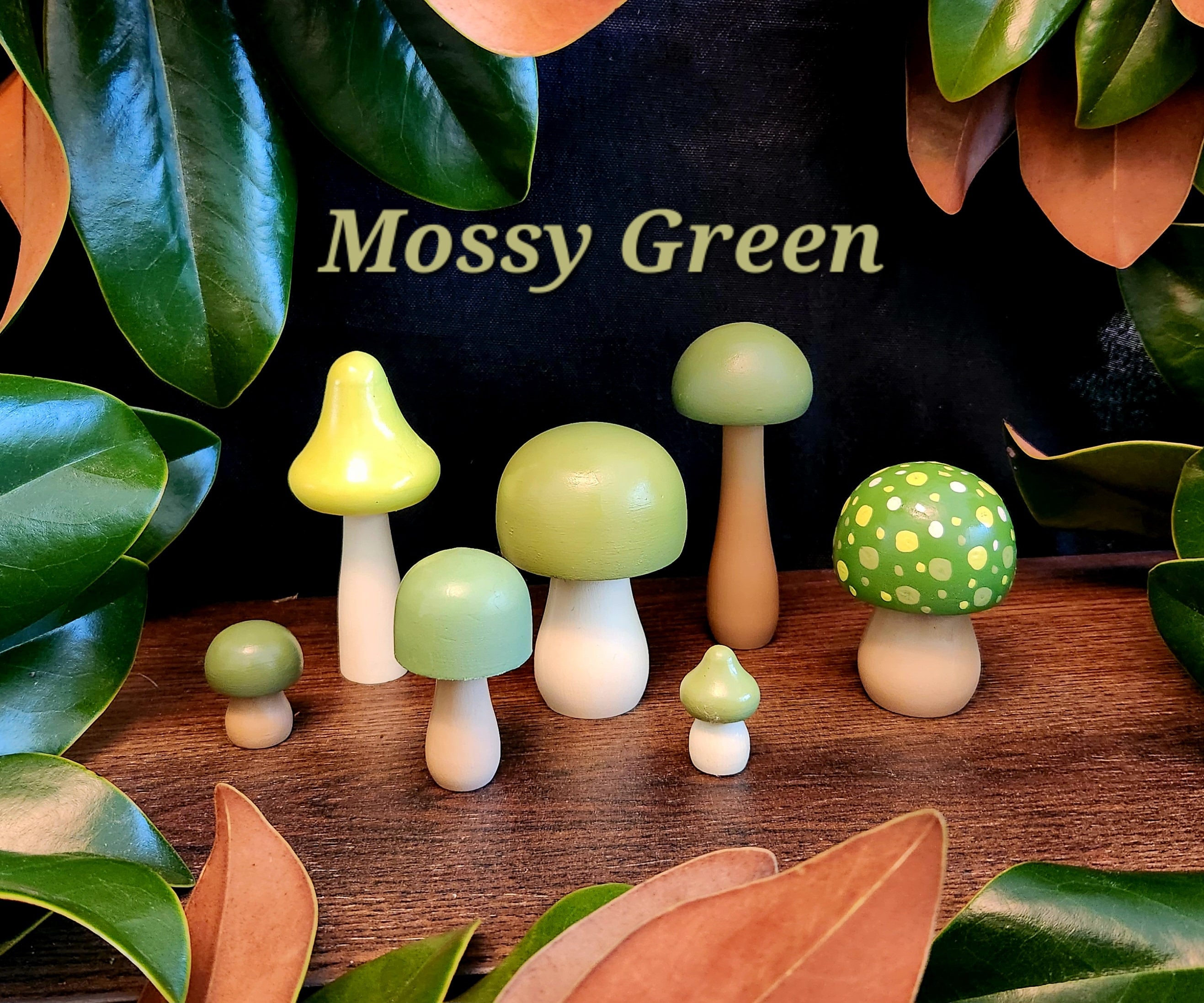 Hand-painted Wooden Mushroom Set -seven (7) Pieces, Super Cute! for ...