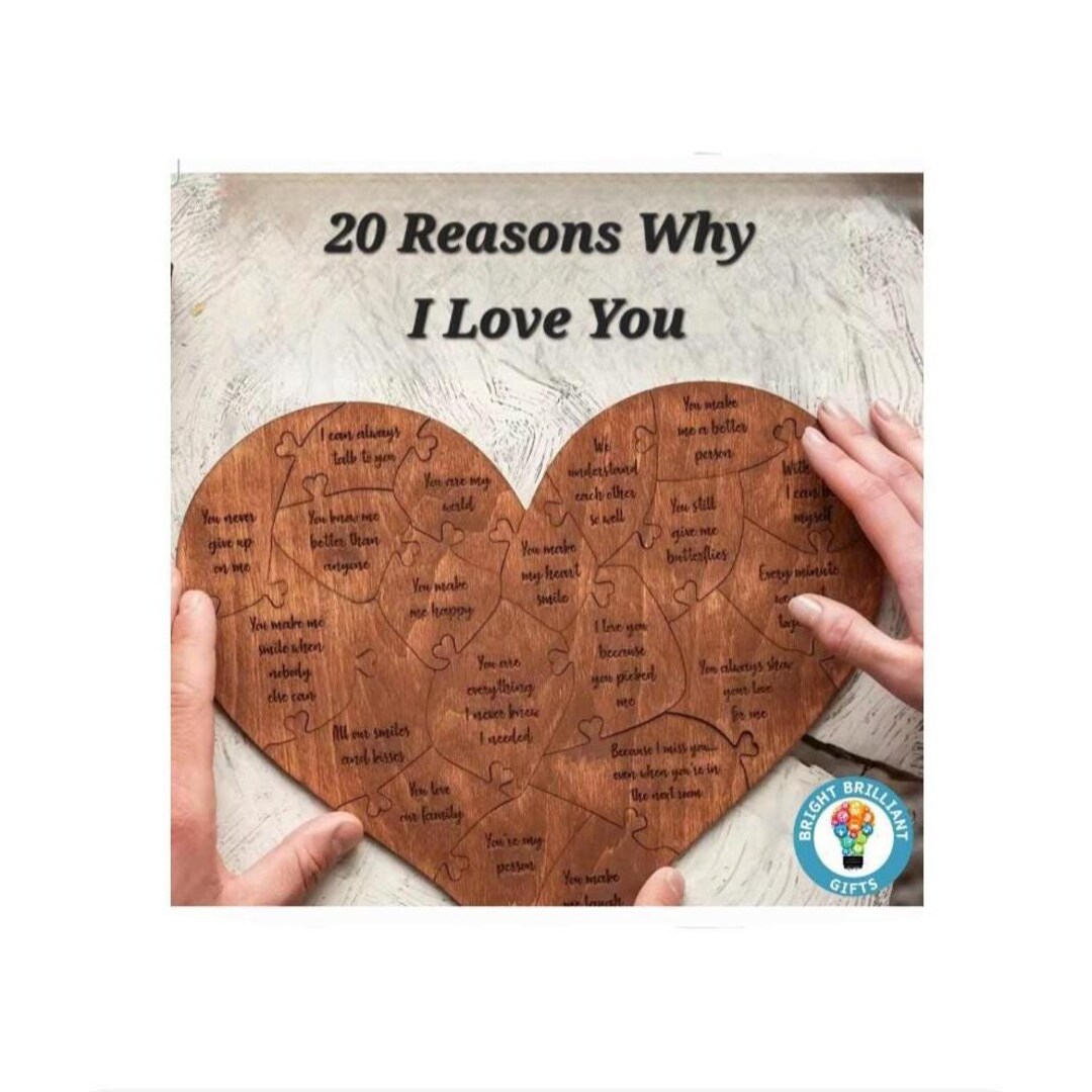 20 Reasons Why I Love You - Heart-shaped Wooden Jigsaw Puzzle, Uniquely ...