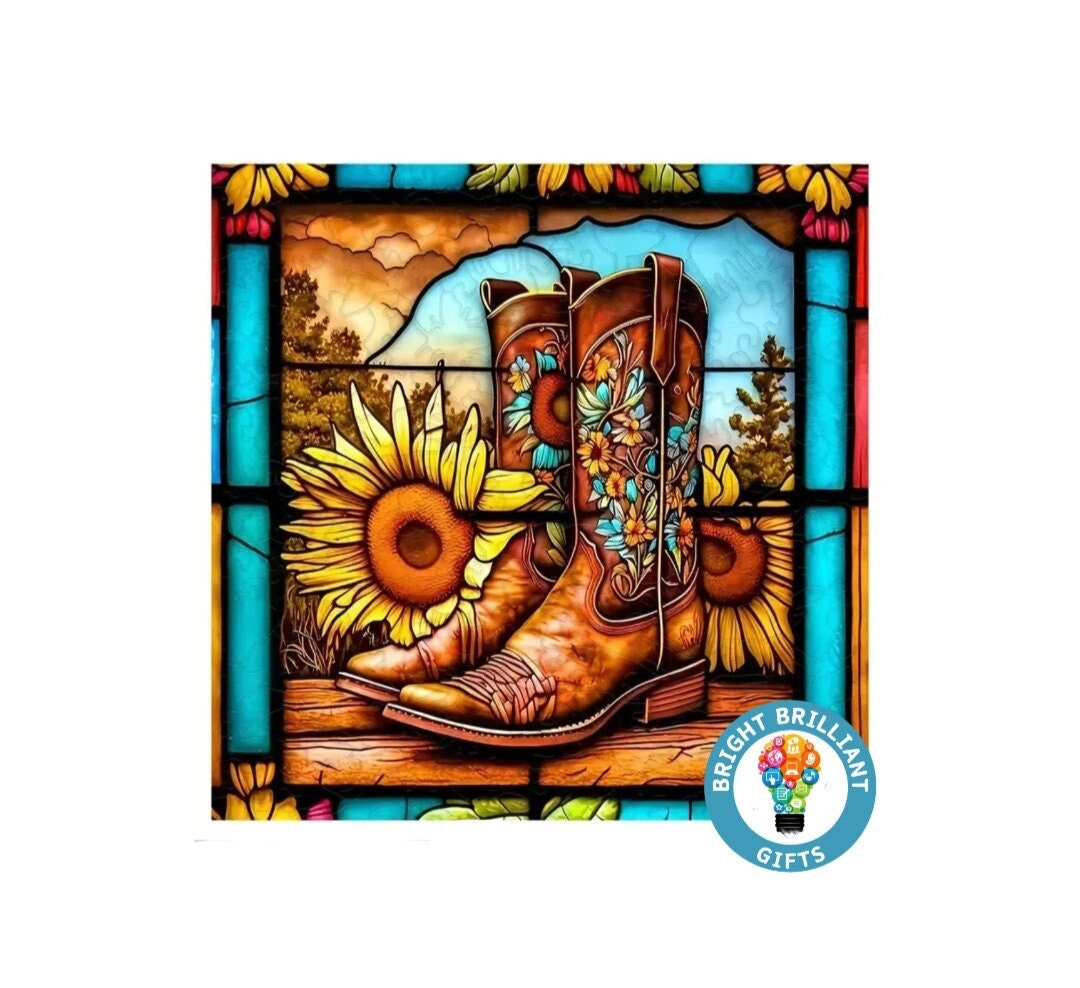 Cowboy Boots Wooden Jigsaw Puzzle, Round, Uniquely-shaped Pieces ...