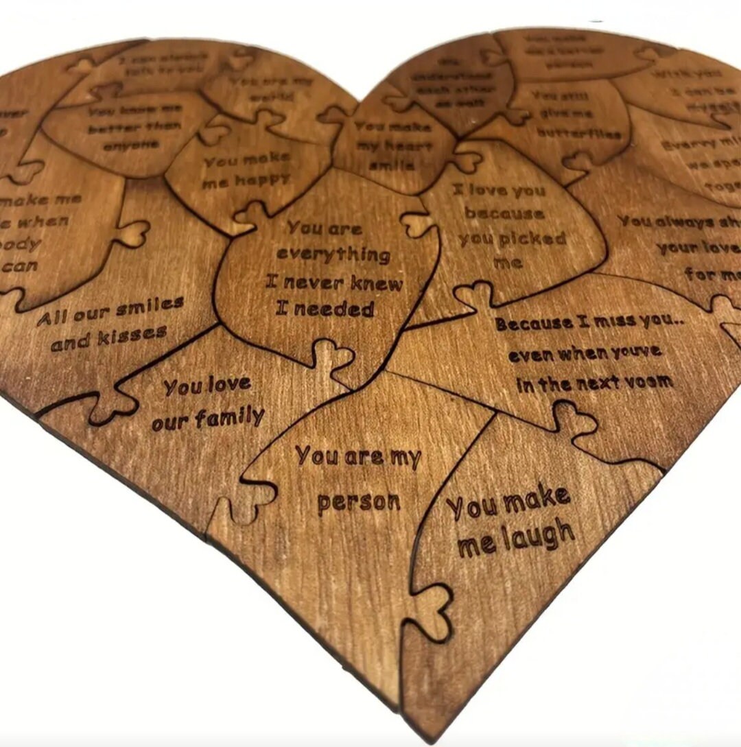 20 Reasons Why I Love You - Heart-shaped Wooden Jigsaw Puzzle, Uniquely ...