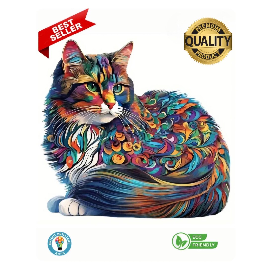 The Colorful Calico - XL Wooden Jigsaw Puzzle, Uniquely-shaped Pieces ...