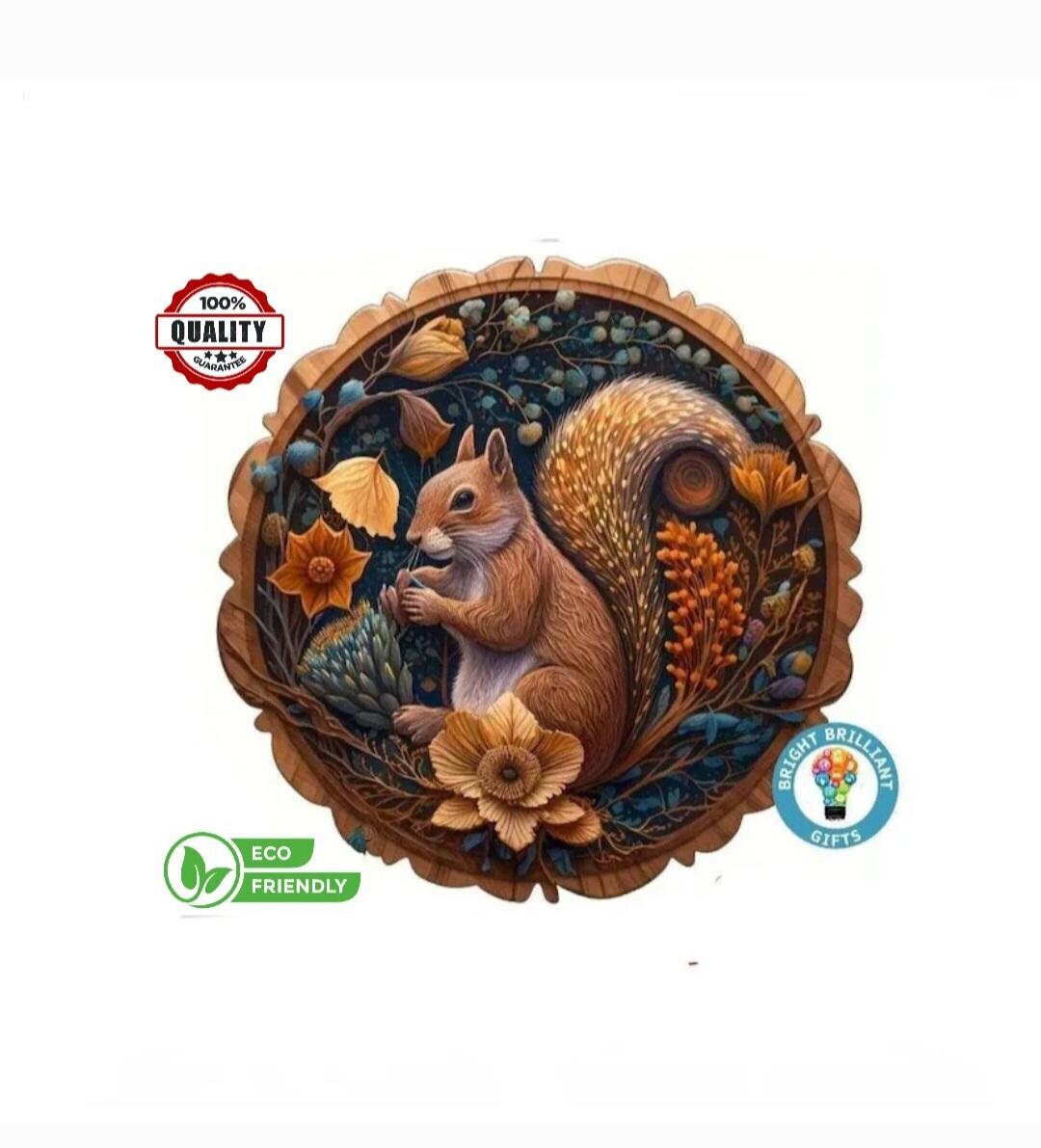 The Savvy Squirrel Wooden Jigsaw Puzzle, Round, Uniquely-shaped Pieces ...
