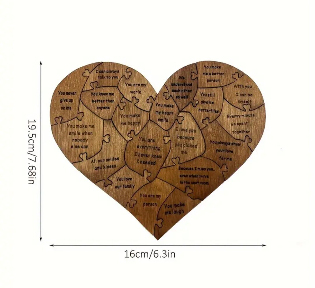 20 Reasons Why I Love You - Heart-shaped Wooden Jigsaw Puzzle, Uniquely ...
