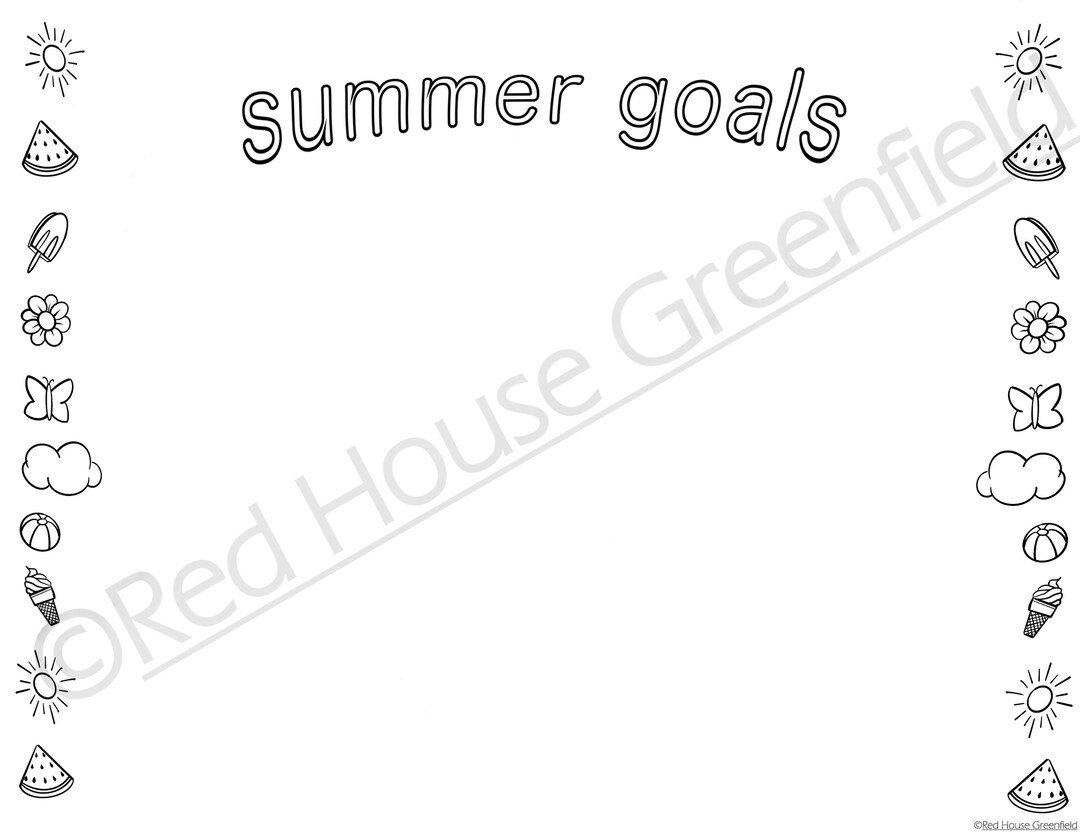 Summer Goals Coloring Page - Etsy