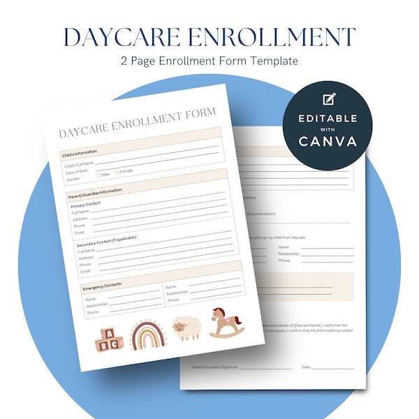 Daycare Child Enrollment Packet - Etsy