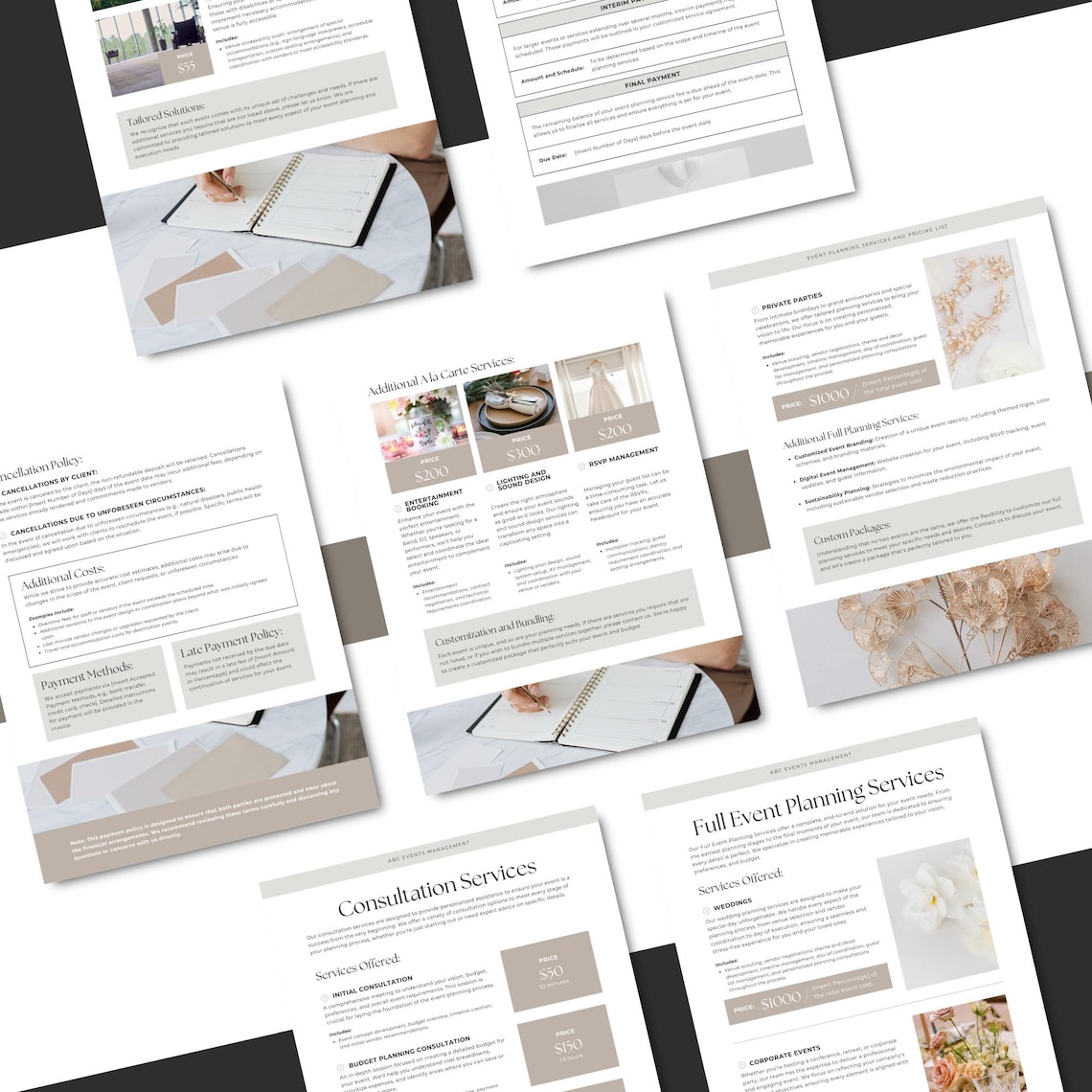 Event Planner Price List Canva Template, Editable Pricing Guide ...