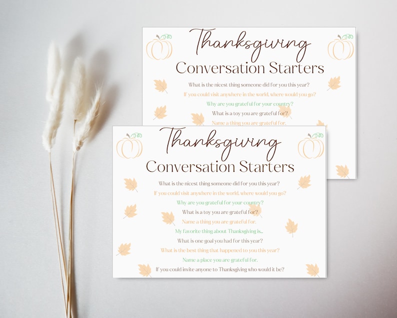 Thanksgiving Conversation Starters, Thanksgiving Icebreaker Game ...