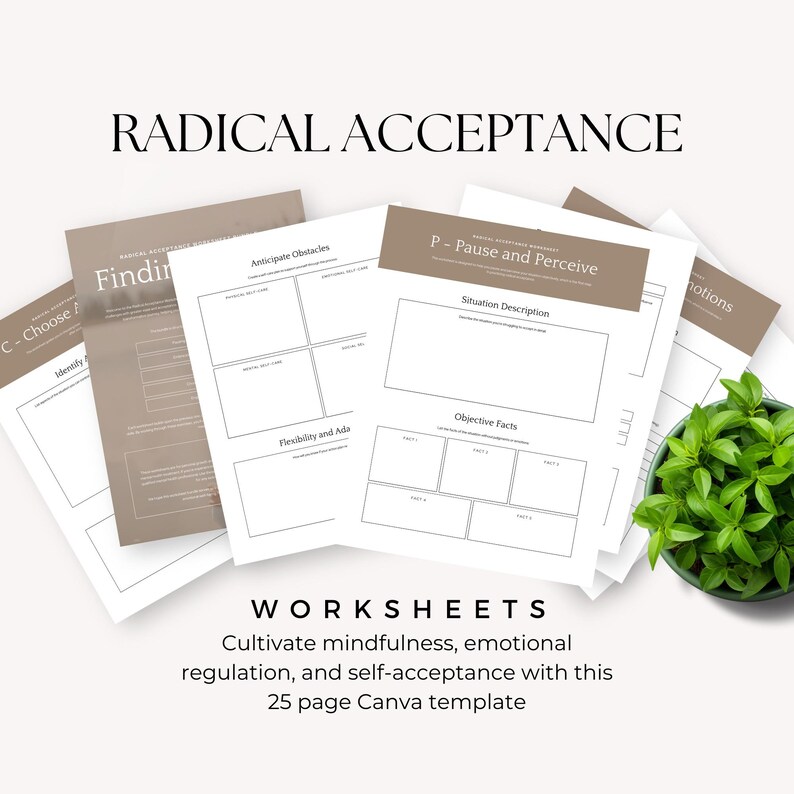 Radical Acceptance Worksheet PDF, DBT Coping Skill Workbook, Therapist ...
