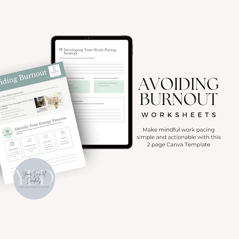 Burnout Prevention Worksheets: Mental Health Coaching Tools (canva ...