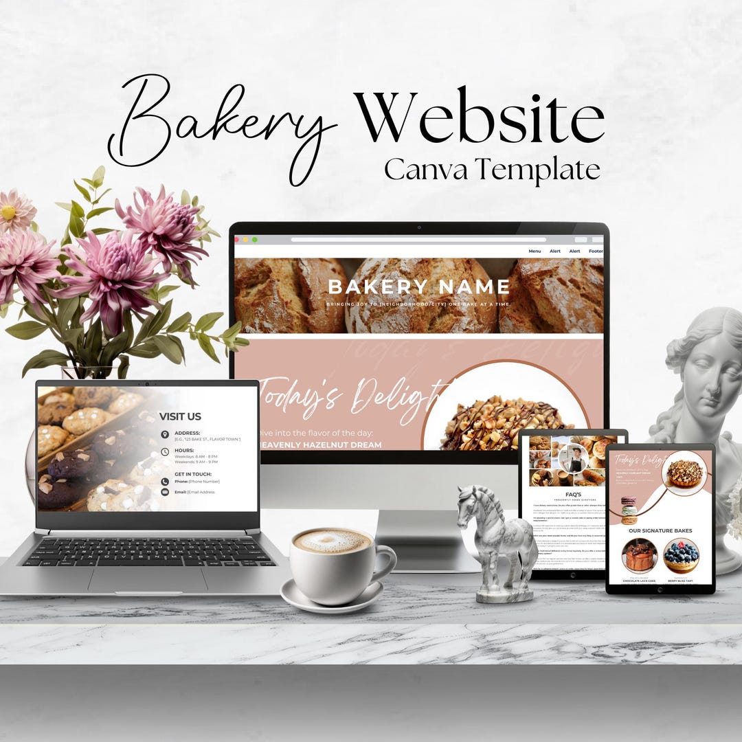Bakery Business Website Template: Editable Canva Design (digital ...