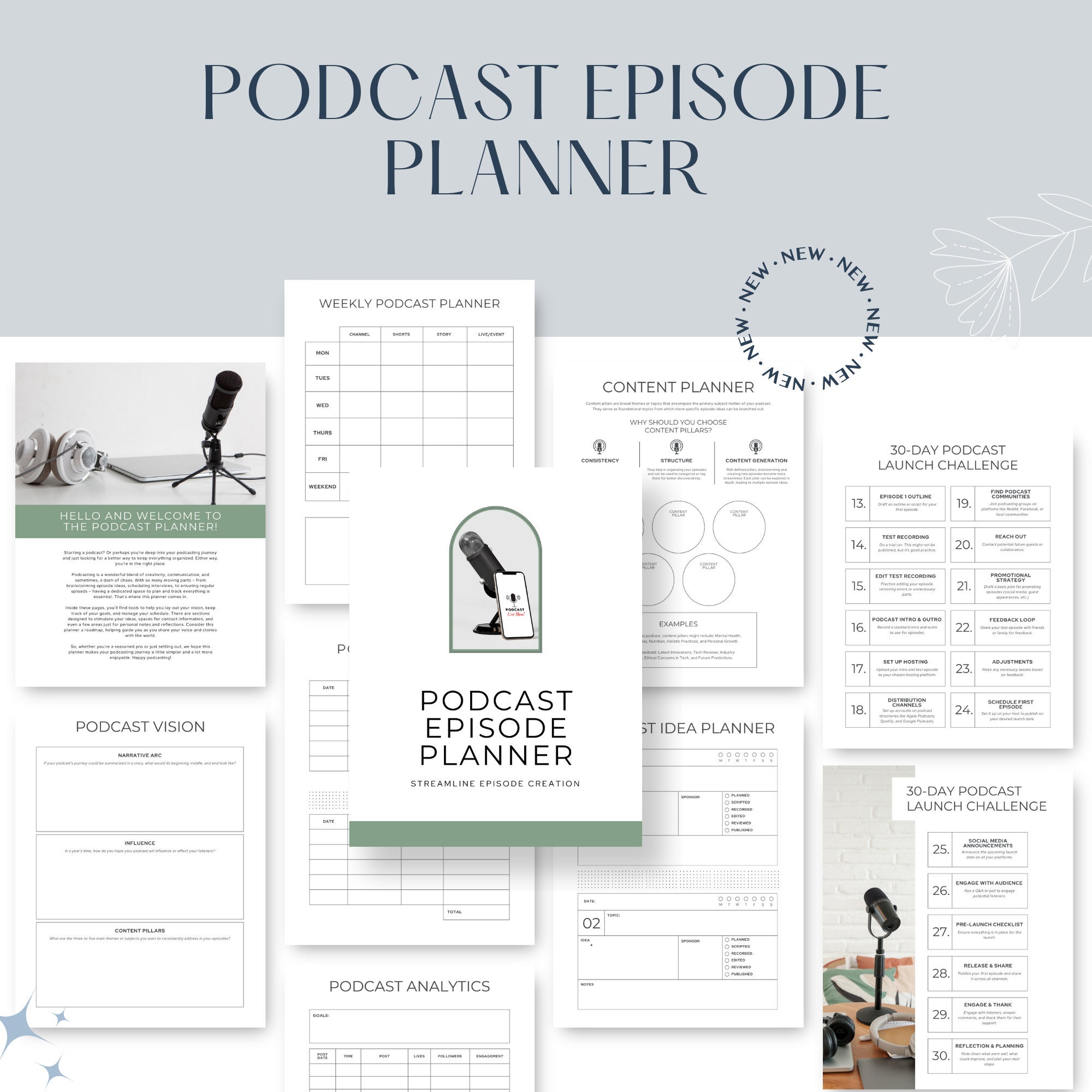 Podcast Episode Planner Printable, Content Calendar Worksheet ...