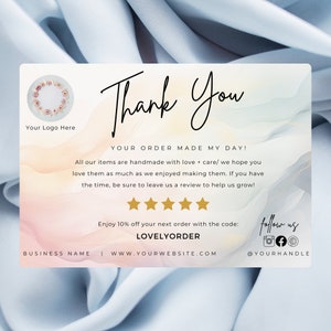 Business Thank You Card Editable Modern Printable Thank You for Your ...