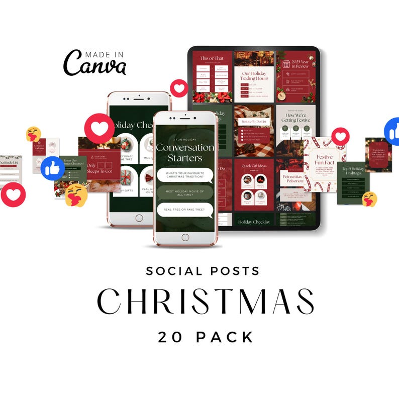 Christmas Instagram Post Templates, Canva Editable Holiday Social Media ...