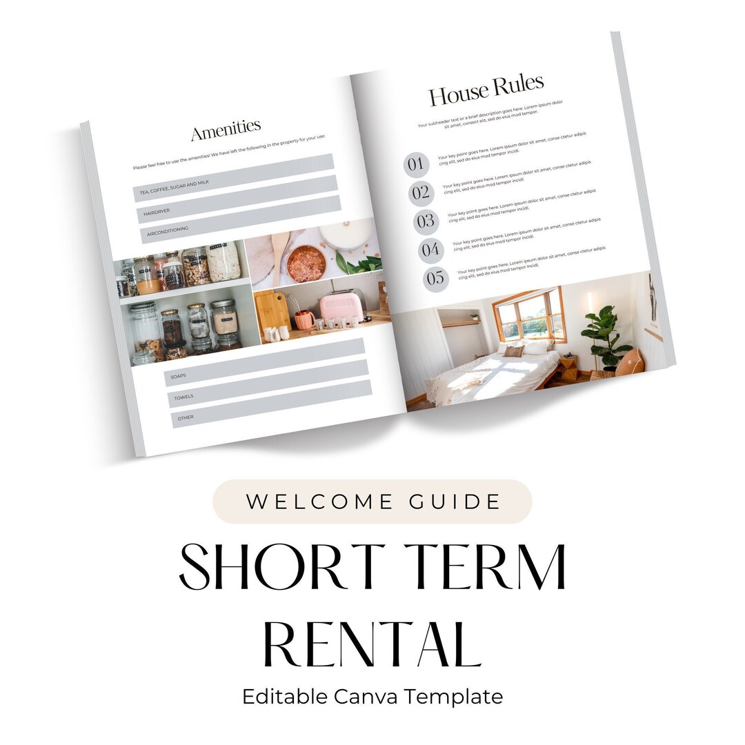 Rental Welcome Guide Canva Template, Editable Host Packet, Guest Book ...
