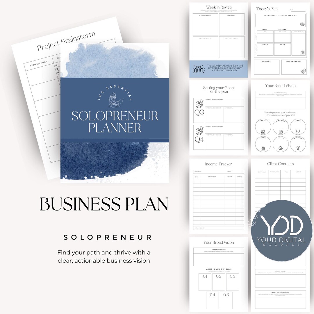 Solopreneur Business Planner, Canva Template, Small Business Organizer ...