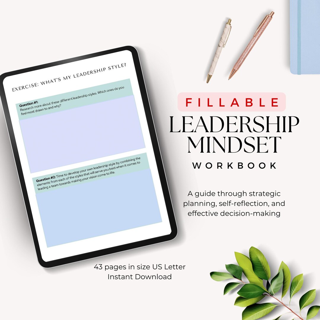 Fillable Leadership Mindset Workbook, Success Planner Leadership ...