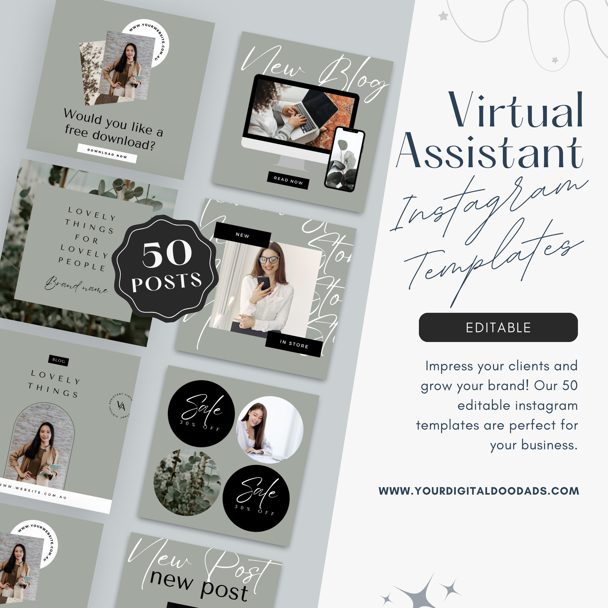 Virtual Assistant Instagram Post Canva Template VA Social Media Post ...