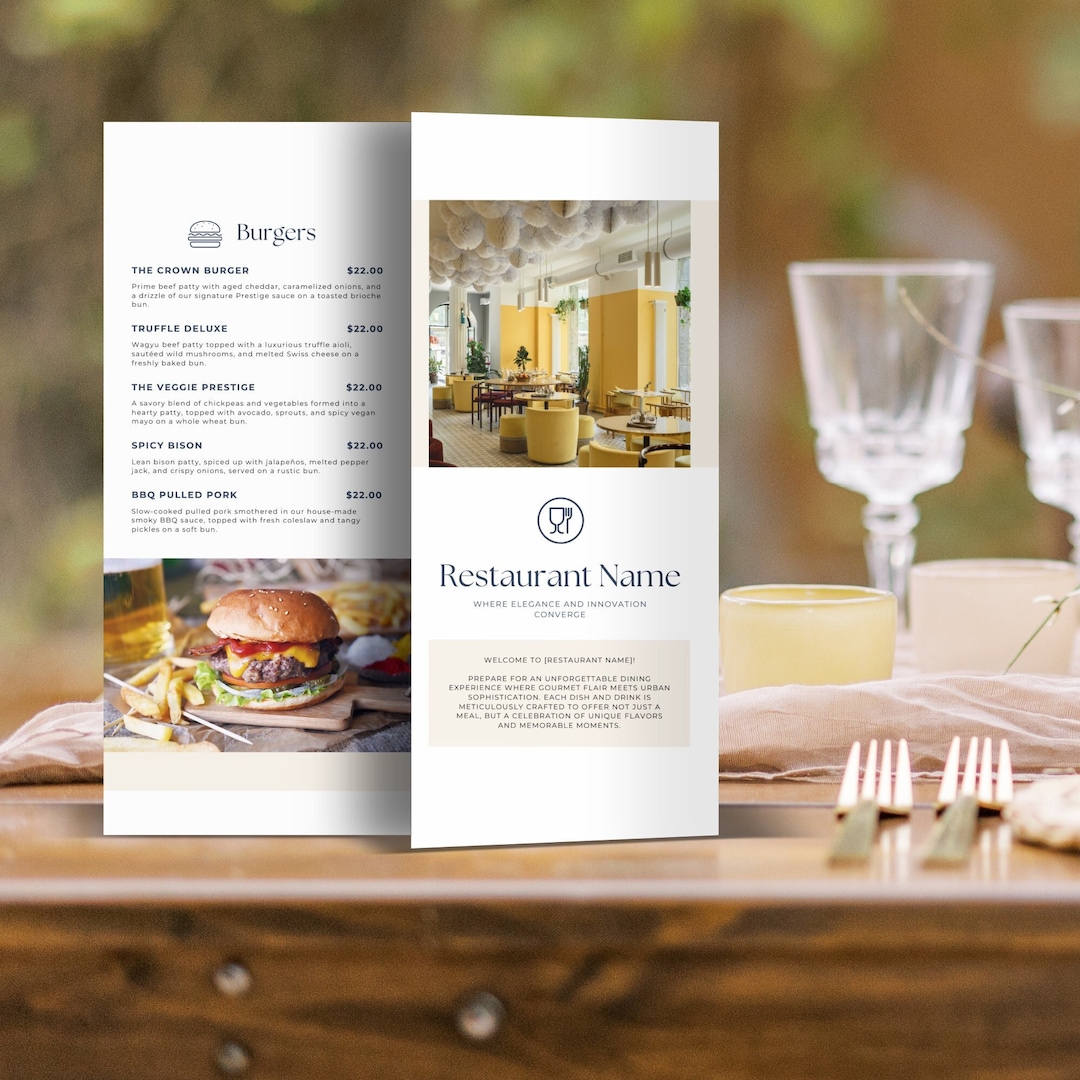 Tri-fold Brochure Menu Template, Business Templates, Digital Download ...