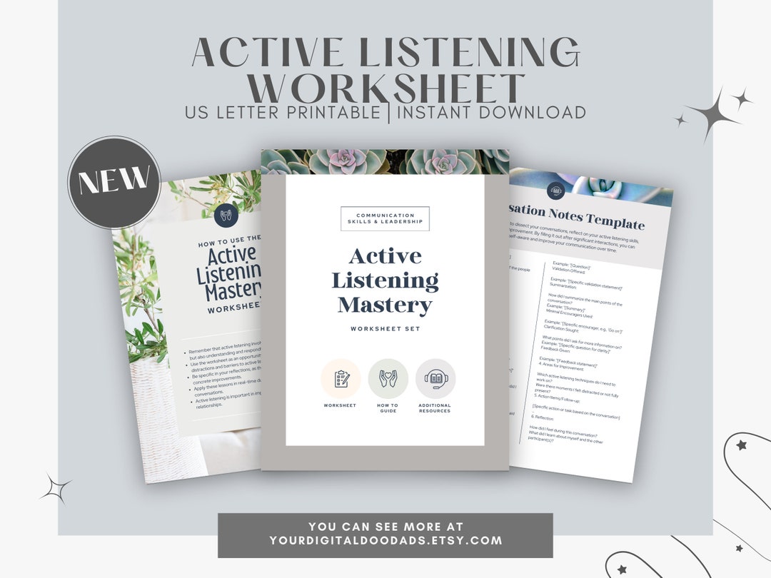 Active Listening Worksheet Effective Communication - Etsy