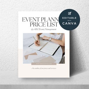 Event Planner Price List Canva Template, Editable Pricing Guide ...