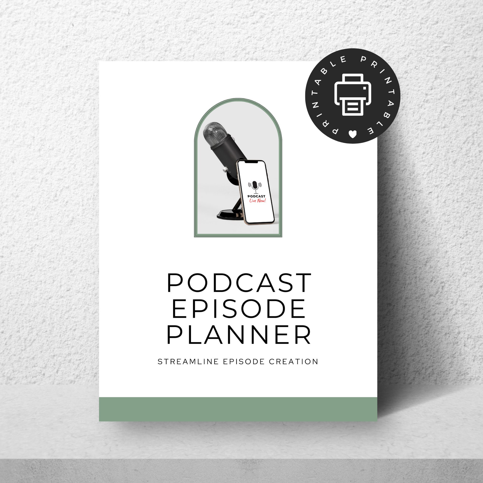 Podcast Episode Planner Printable Content Calendar Worksheet Interview ...