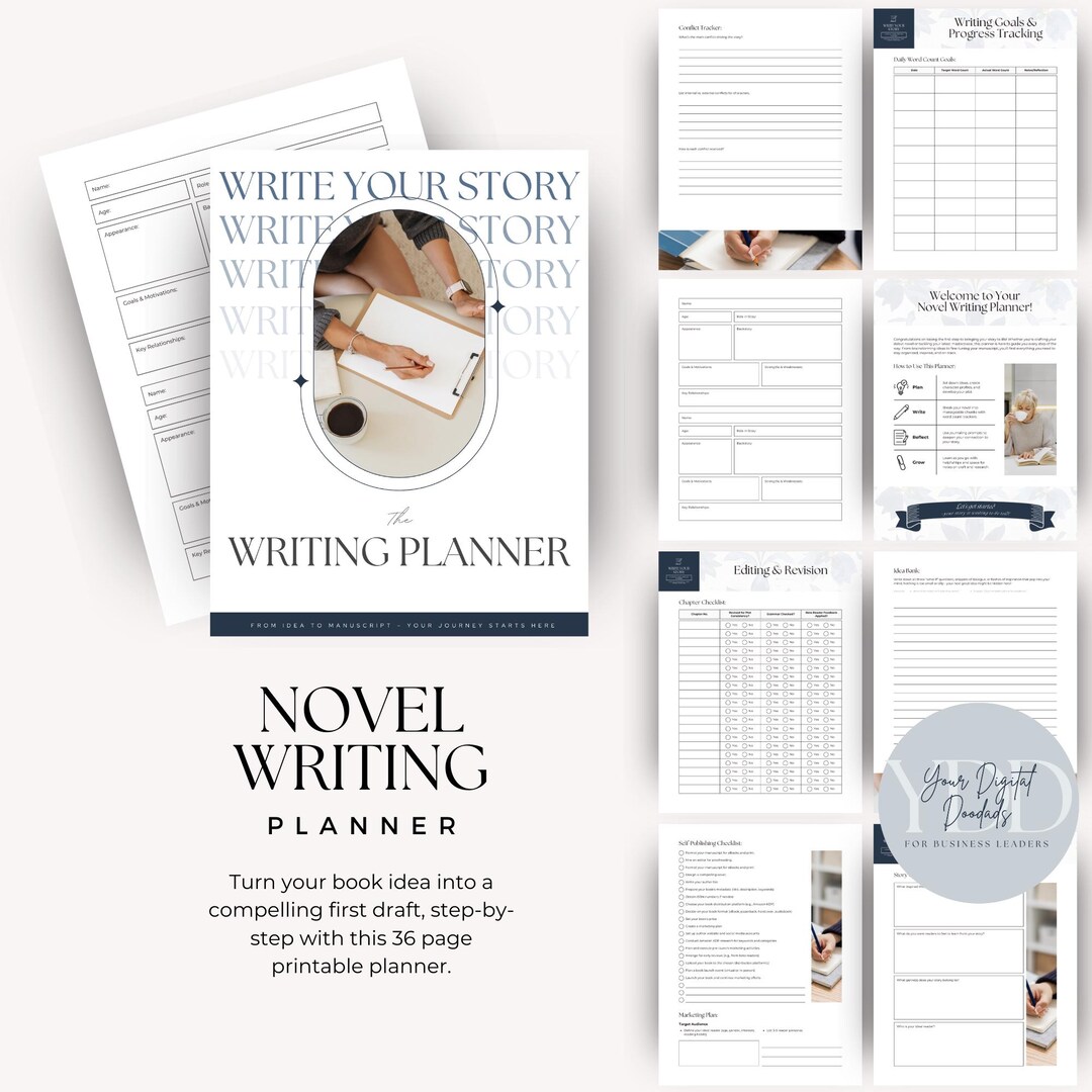 Novel Writing Planner Workbook, Gift for Writer, Author Writing ...