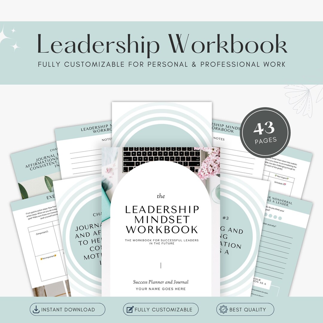 Leadership Mindset Workbook Template Success Planner Leadership ...