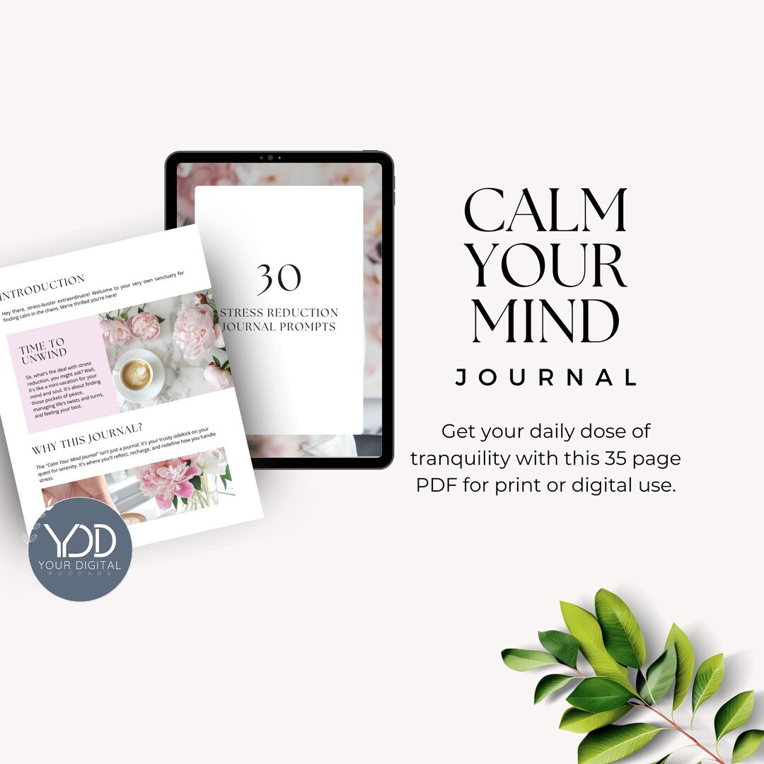 Calm Your Mind Journal Printable PDF for Stress Relief, Self Care ...