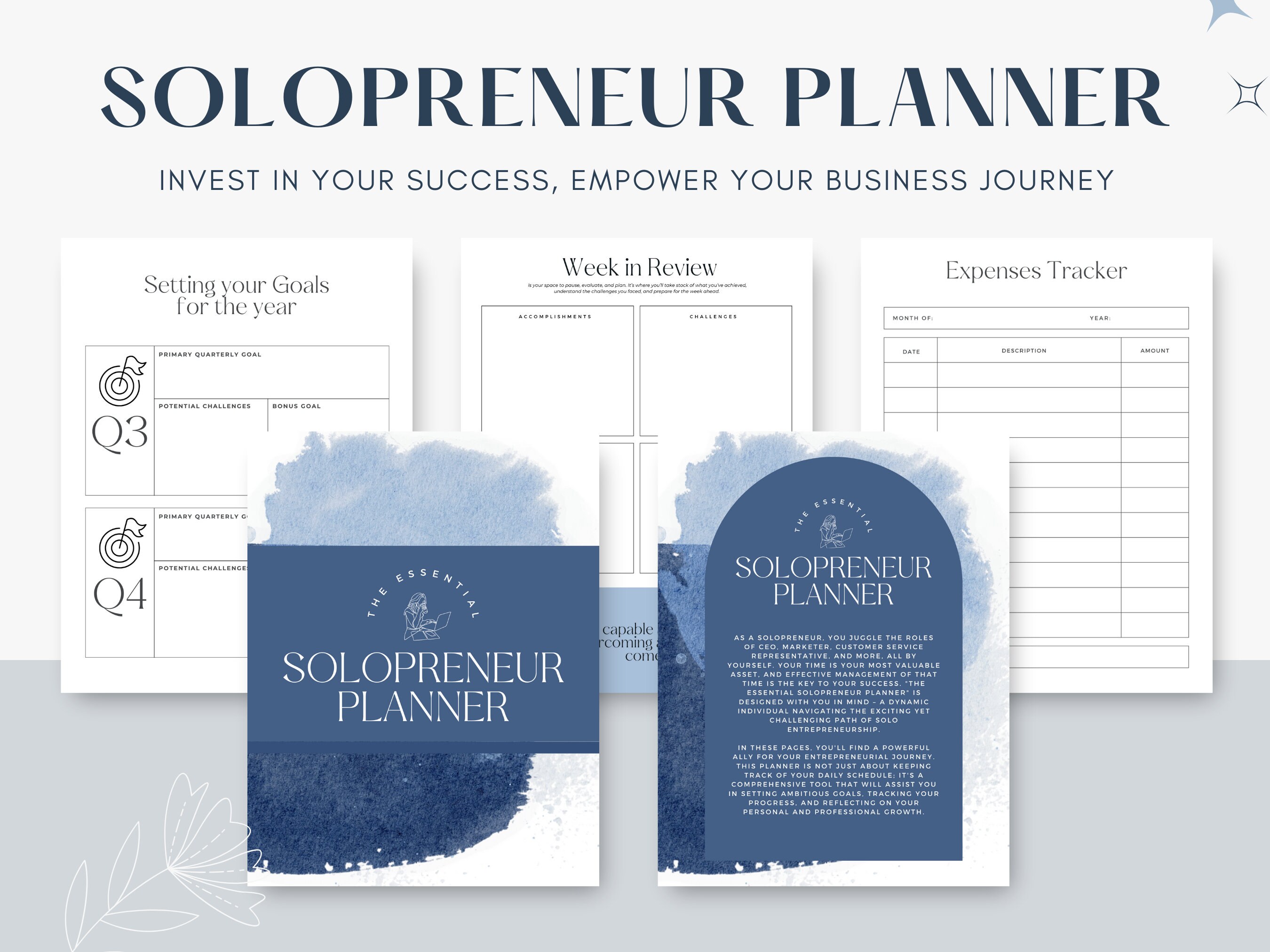 Solopreneur Planner PDF Printable Business Organizer Productivity ...