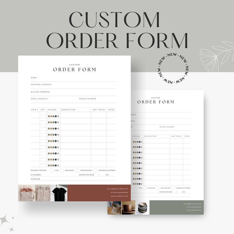 Custom Order Form Template for Small Business Editable Craft Shop ...