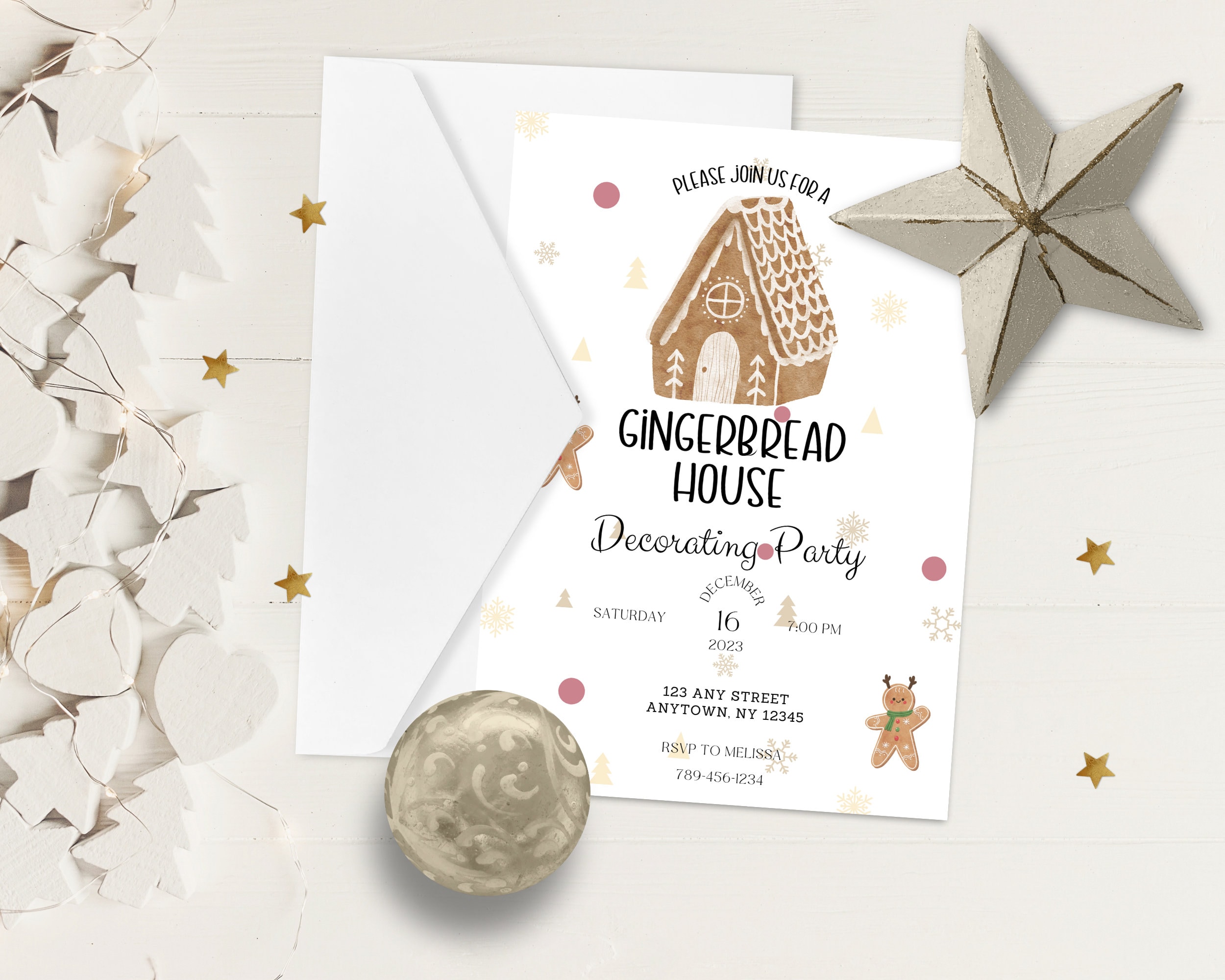 Editable Gingerbread House Decorating Party Invitation, Christmas Party ...