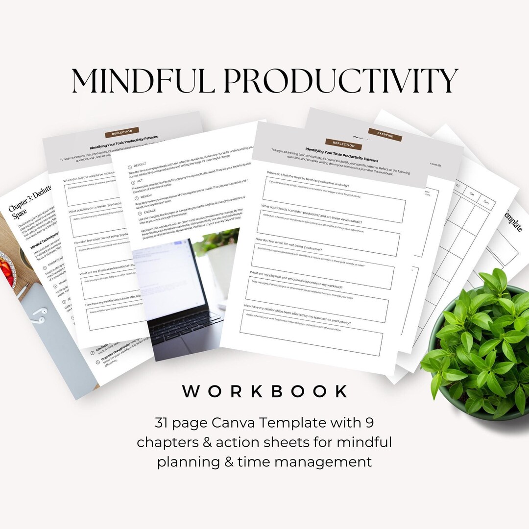Mindful Productivity Workbook: Self-care, Growth Mindset, Weekly ...