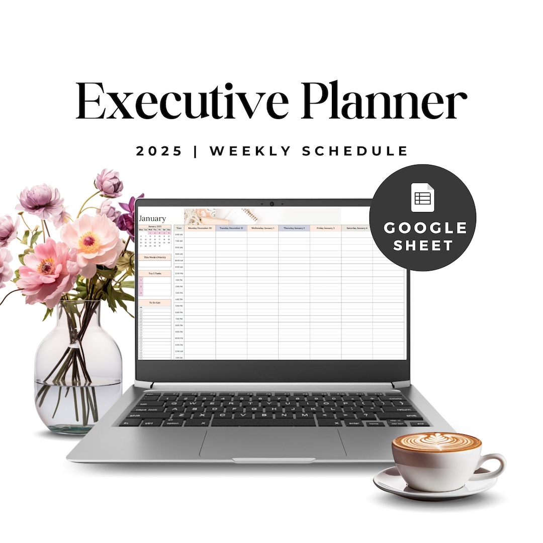 Executive Weekly Planner Google Sheet Template, Schedule Template ...
