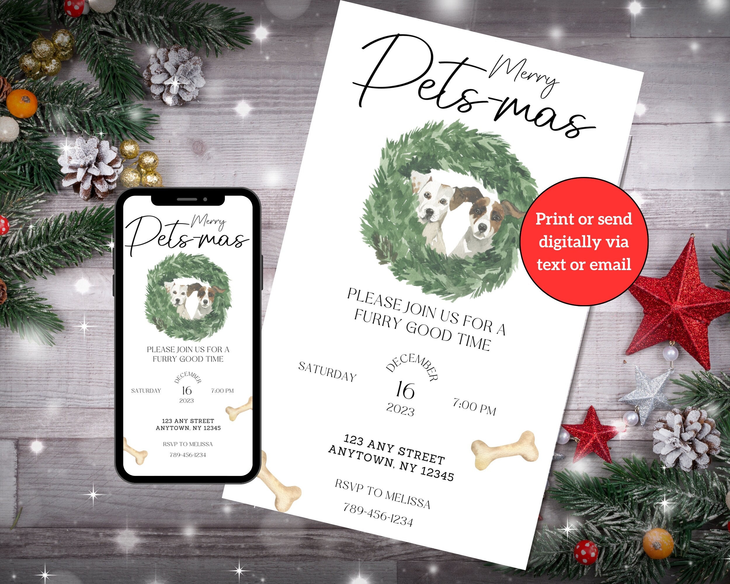 Editable Pet Christmas Party Invitation Holiday Party Invite - Etsy