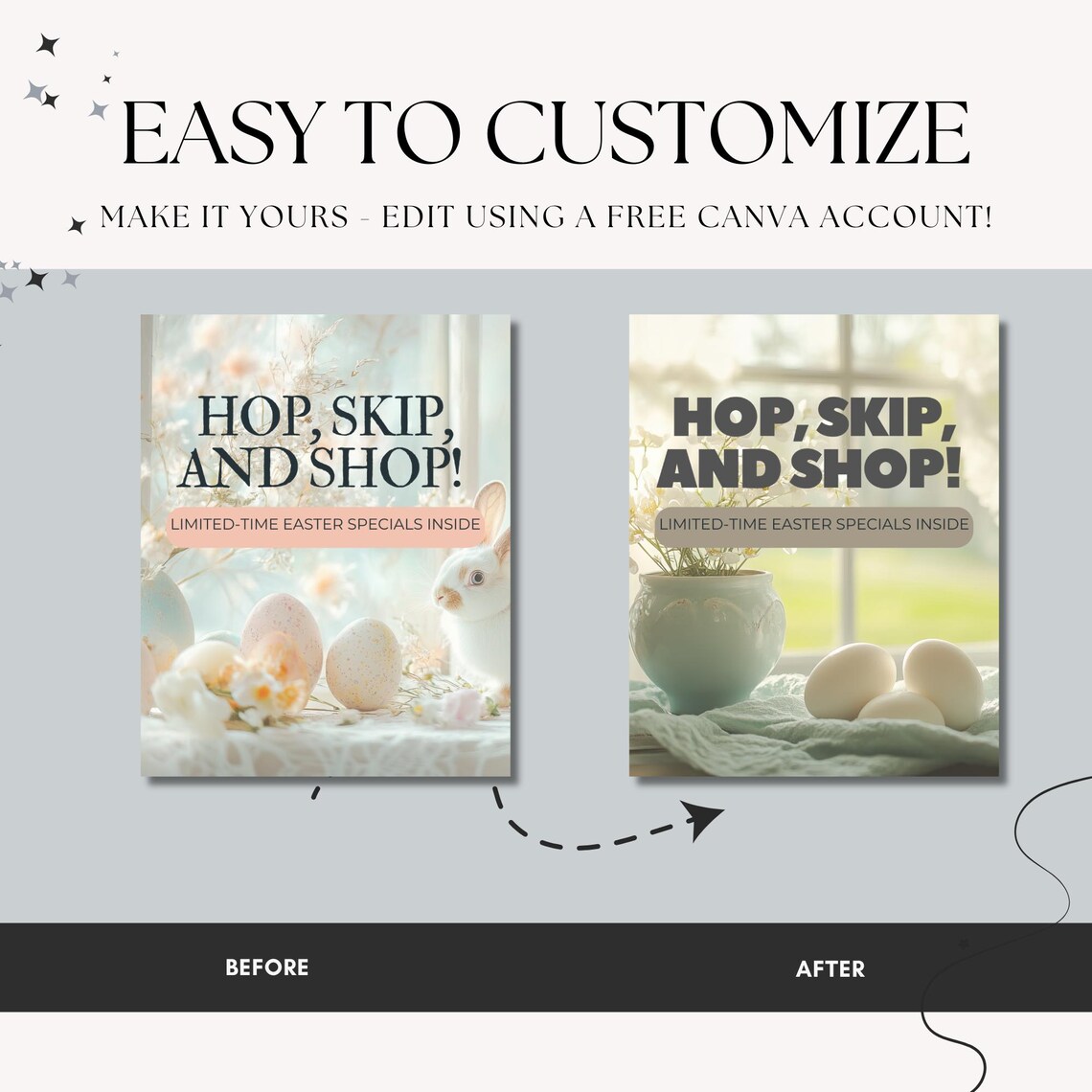 Easter Sale Social Media Post Template, Cute Spring Promo Canva Design ...