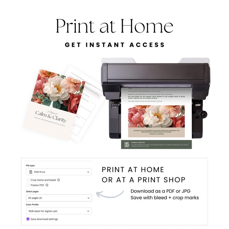 Anxiety Workbook Printable PDF Calming Journal, Mental Health Self Care ...