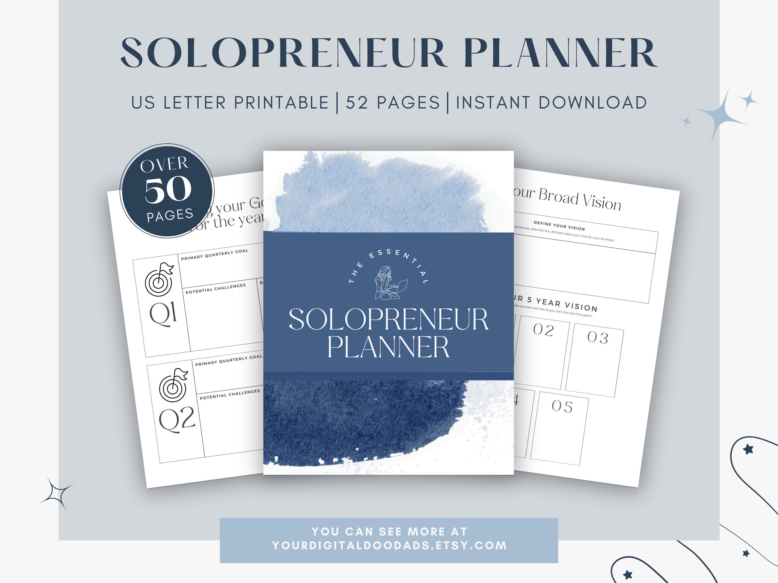 Solopreneur Planner PDF Printable Business Organizer Productivity ...