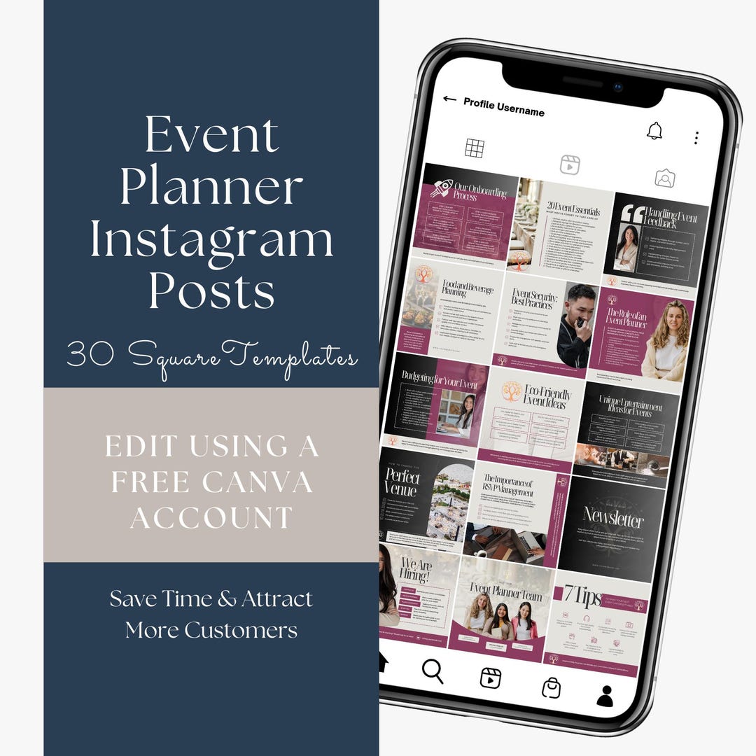 Event Planner Instagram Posts Canva Template, Editable Party Planner ...