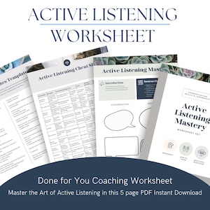 Active Listening Worksheet Effective Communication Relationship Therapy ...