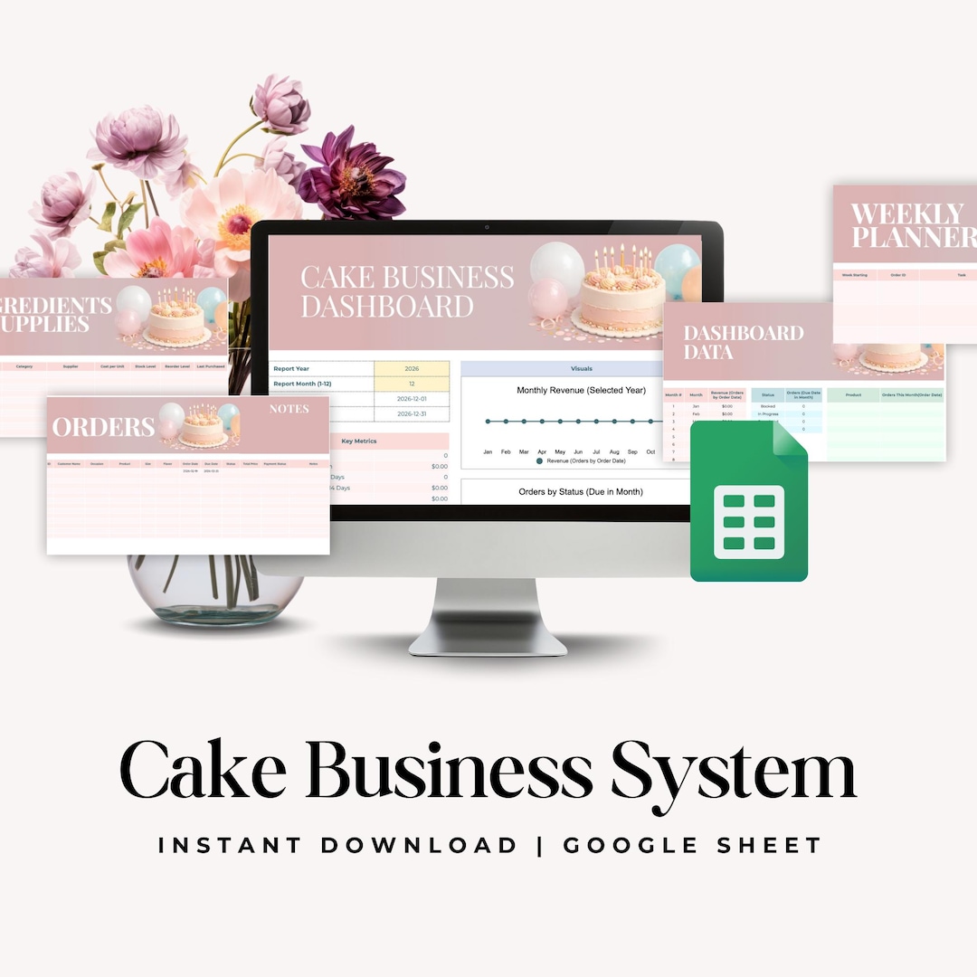 Cake Business Google Sheet, Bakery Order and Expense Tracker, Home ...