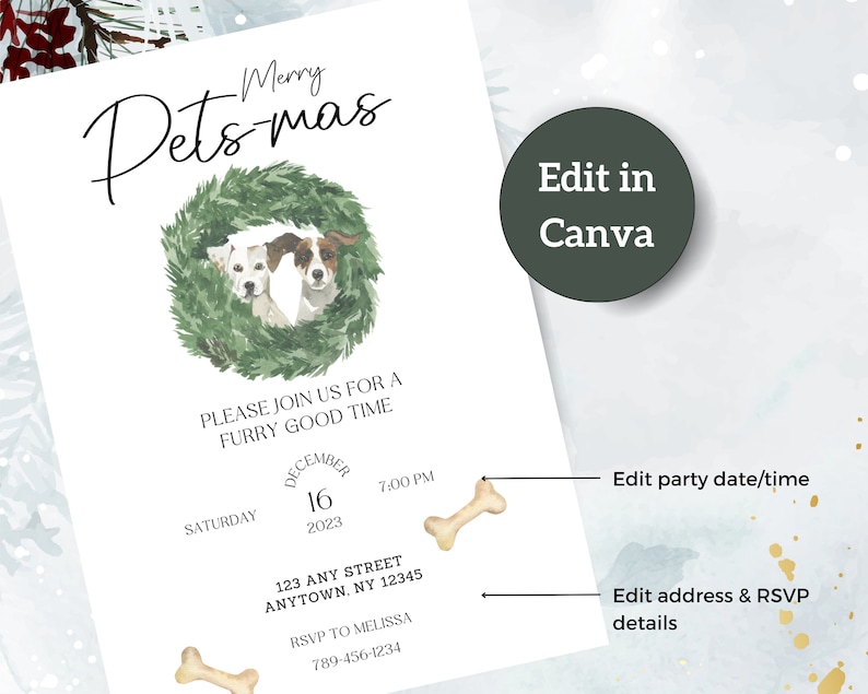 Editable Pet Christmas Party Invitation Holiday Party Invite - Etsy