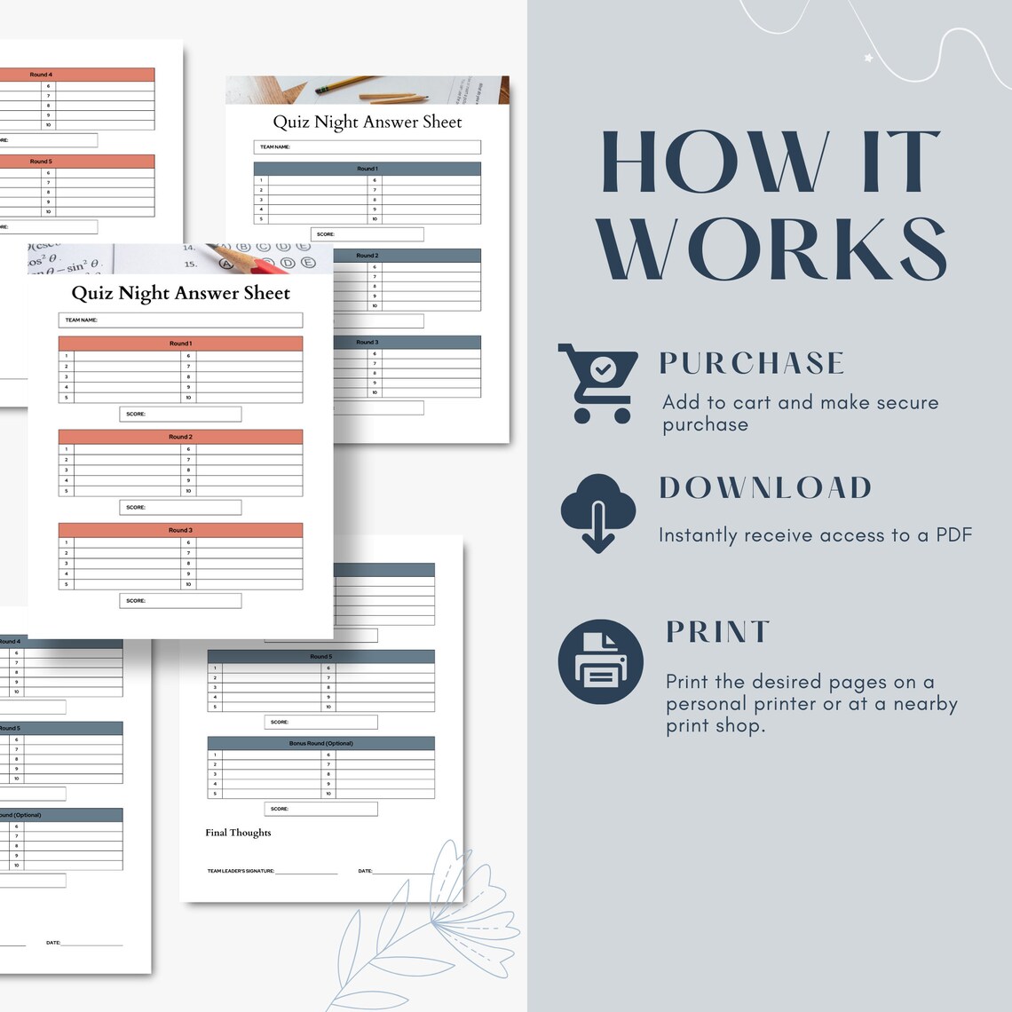 Quiz Night Answer Sheet, Work Party Game, Trivia Player Answer Card, Trivia Host Tools ...