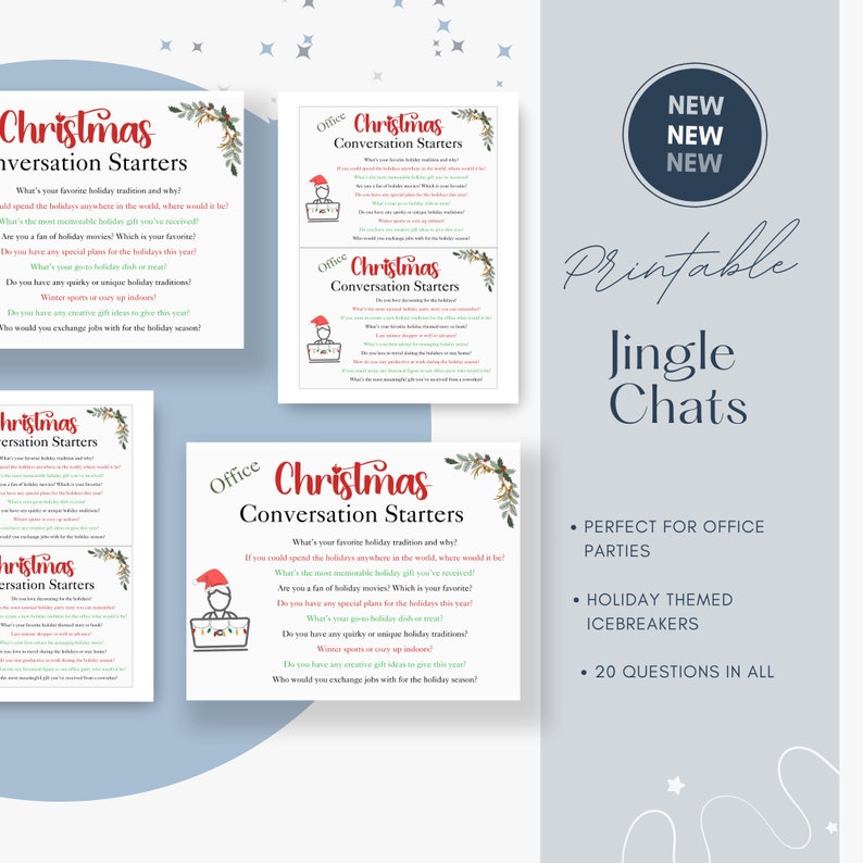 Jingle Chats: Festive Icebreaker Conversation Cards for Office Holiday ...