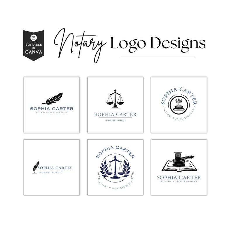 Notary Public Logo Bundle, Customizable Canva Branding Kit, Notary ...