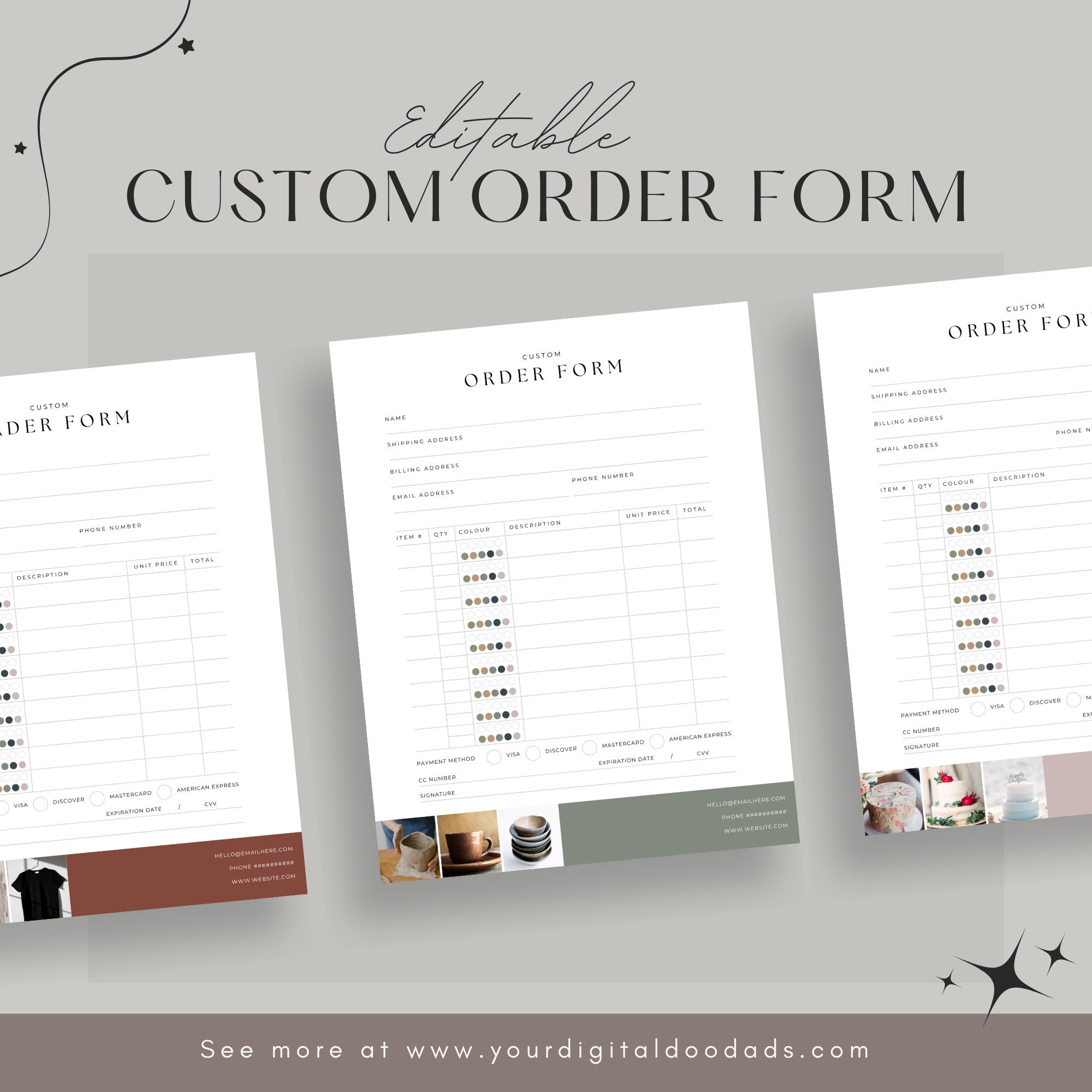 Custom Order Form Template for Small Business Editable Craft Shop ...