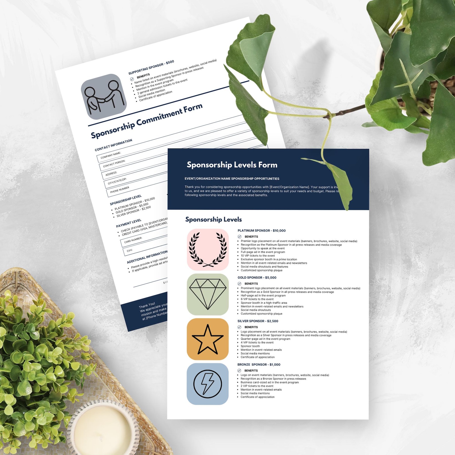 Sponsorship Levels Form Canva Template, Canva Donor Template, Editable ...