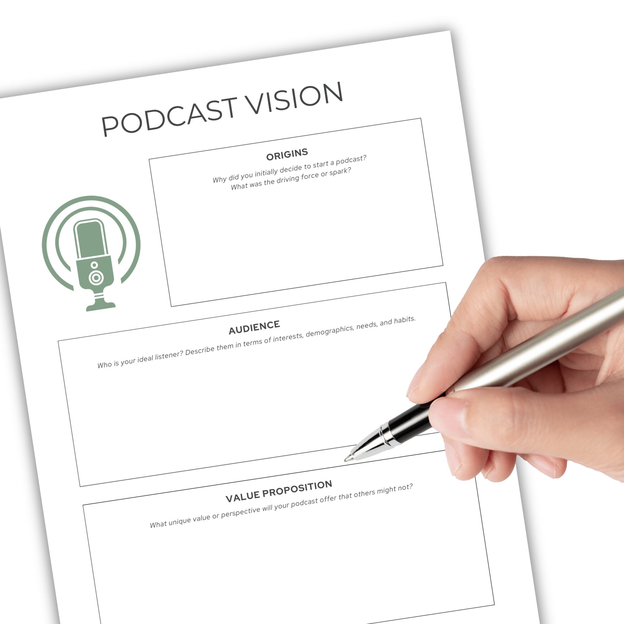 Podcast Episode Planner Printable Content Calendar Worksheet Interview ...